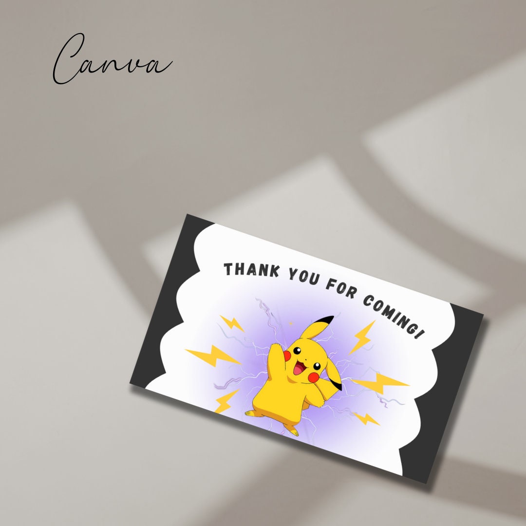 Pokémon Pikachu Thank You for Coming Tag Printable & Editable Canva ...