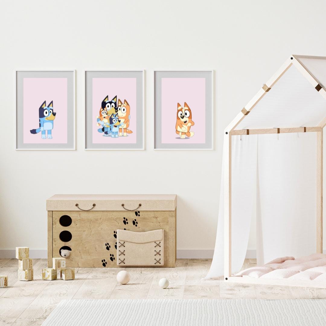 Set of 3 Bluey Prints Bluey Wall Art Kids Room Prints - Etsy