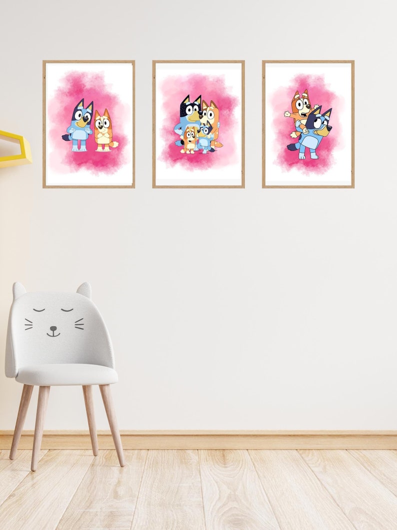 Set of 3 Bluey Prints Bluey Wall Art Kids Room Prints - Etsy