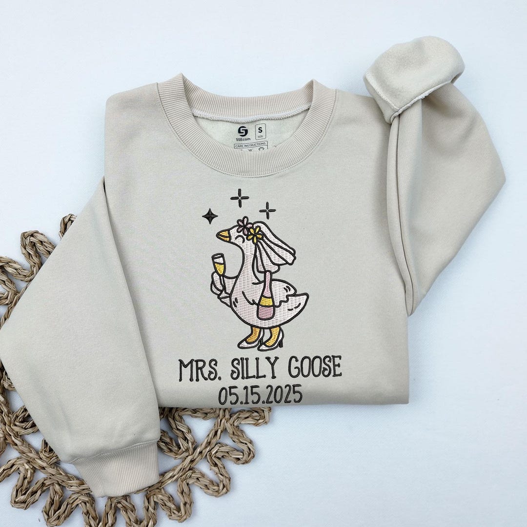Silly Goose Wedding Embroidered Sweatshirt: Custom Goose Bride Groom ...