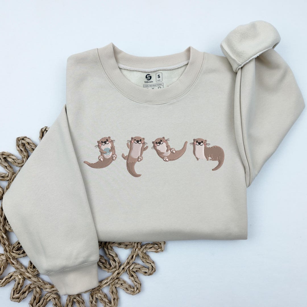 Otters Embroidered Sweatshirt, Otter Mom Sweatshirt, Otter Lover Gift ...