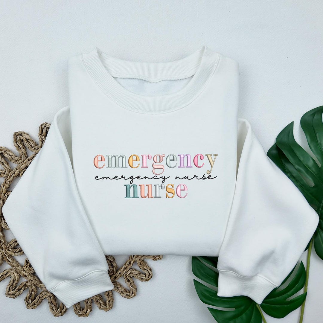 Embroidered Emergency Nurse Sweatshirt, Colorful ER Crewneck, Nurse ...
