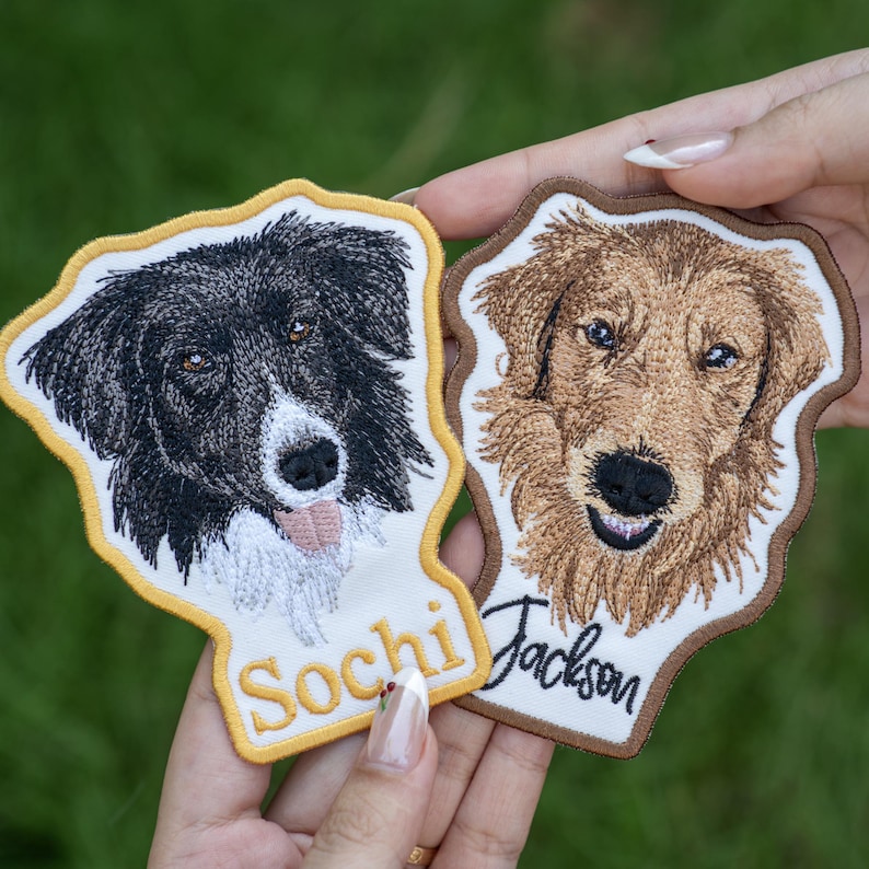 Custom Dog Portrait Embroidered Patch, Personalized Photo Pet Patch ...