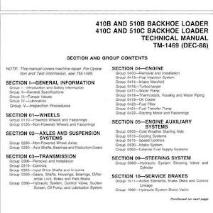 John Deere 410B 410C 510B 510C Backhoe Loader Technical Repair Service ...