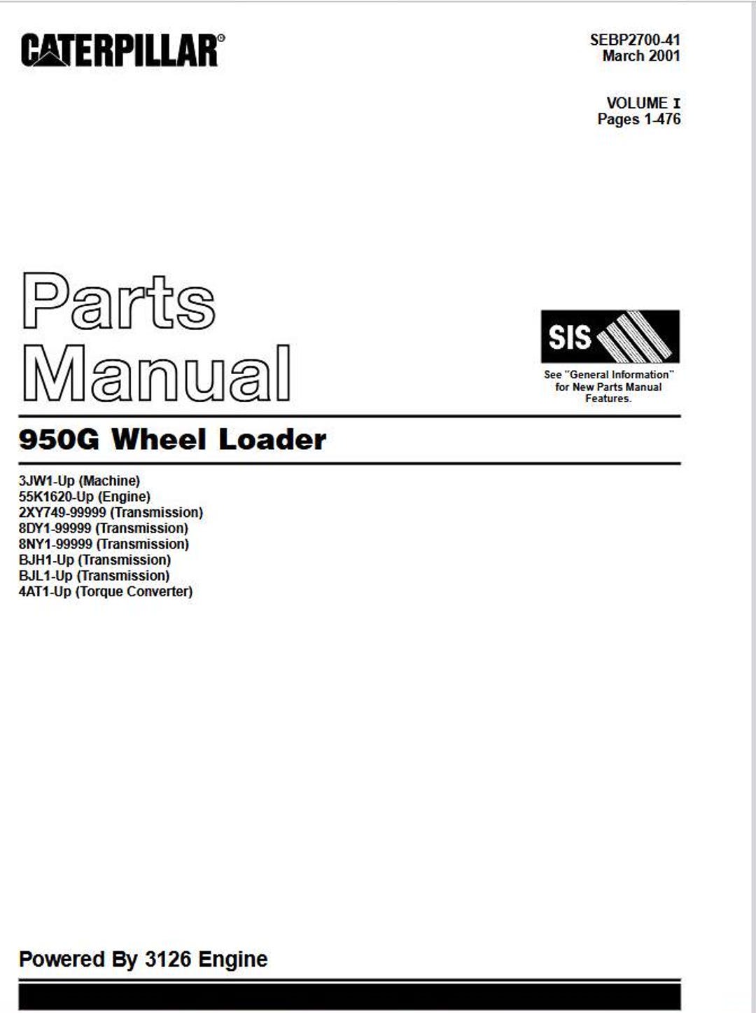 CAT 950G Wheel Loader Parts Catalog Caterpillar Manual PDF Download - Etsy