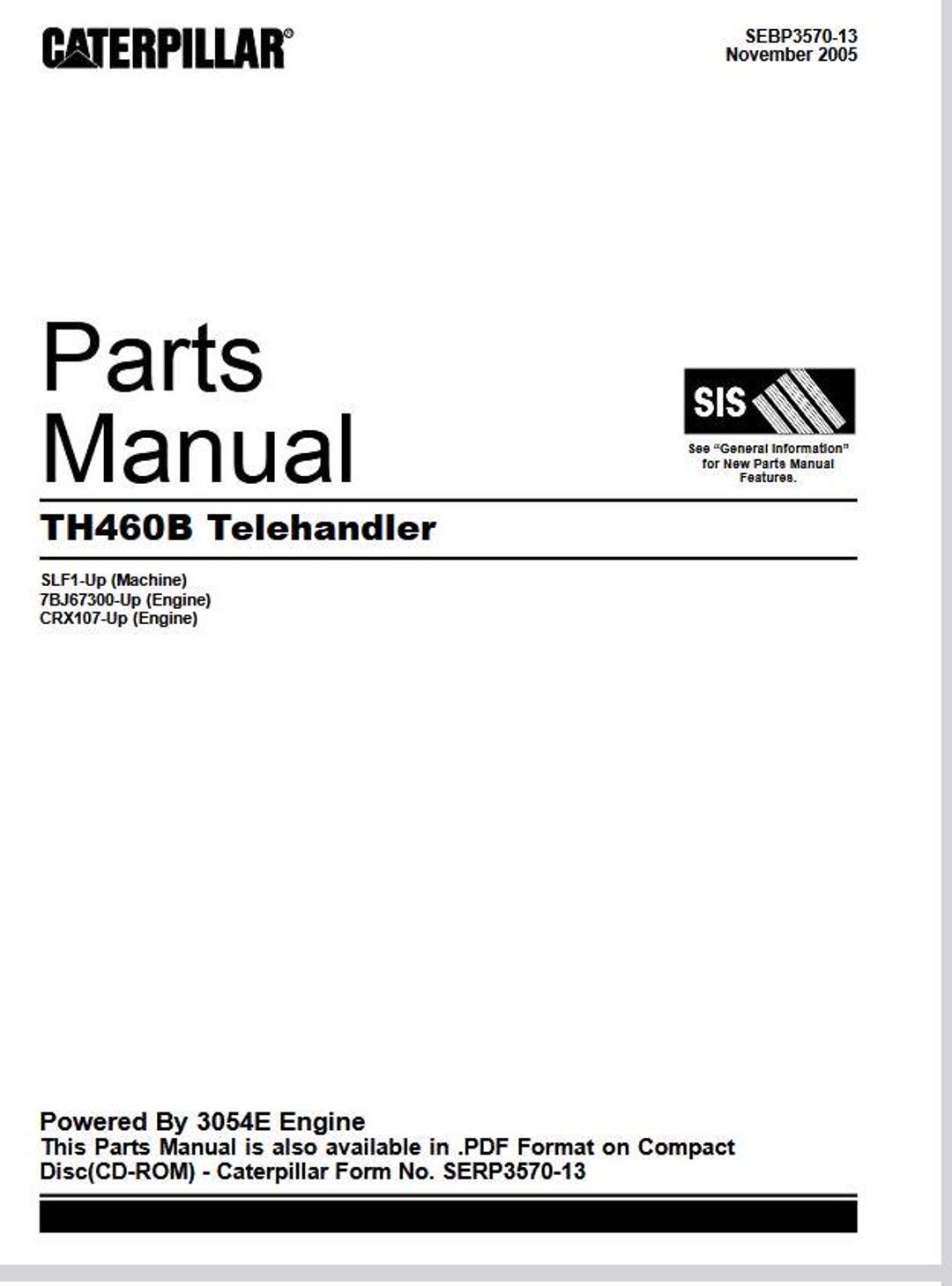 CAT TH460B Telehandler Parts Catalog Caterpillar Manual PDF Download - Etsy