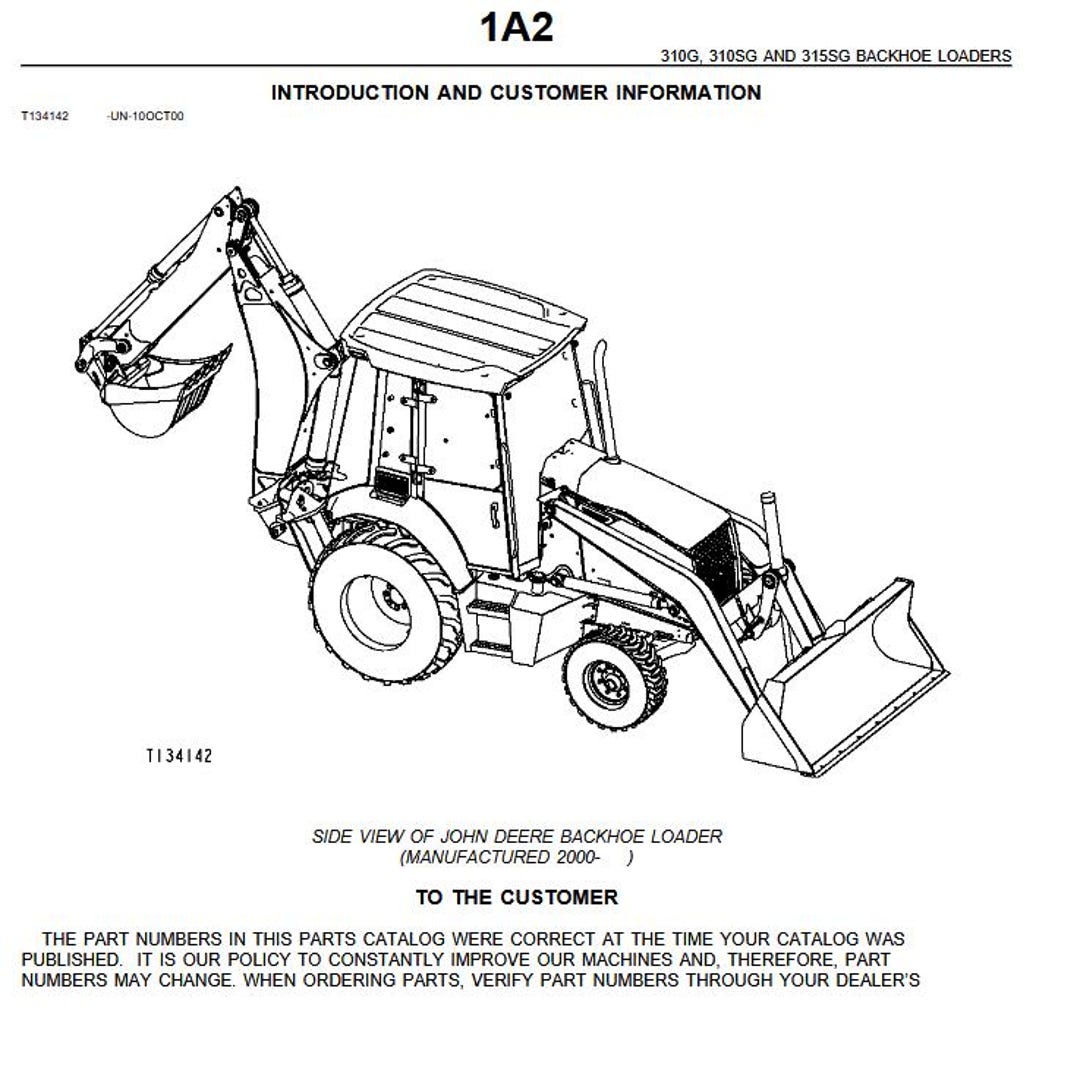 310G 310SG 315SG Backhoe Parts Catalog PC2755 John Deere Parts Manual ...