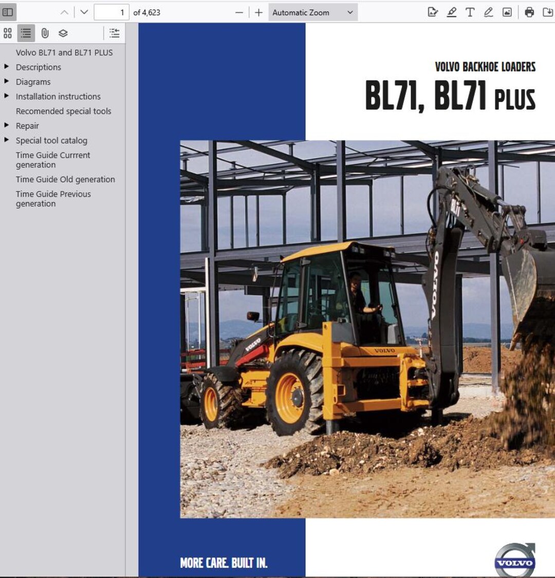 Volvo BL71, BL71 + Plus Backhoe Loaders Service Repair Workshop Manual ...