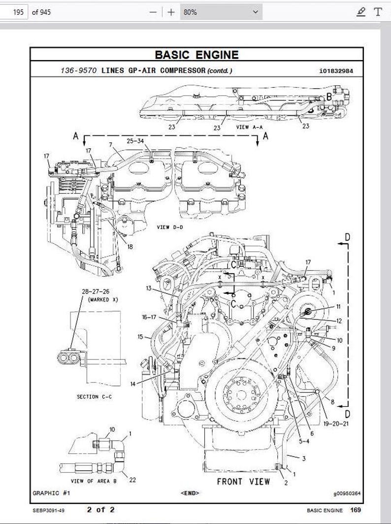 Caterpillar CAT 3412E Industrial Engine Parts Catalog Manual Bdt1-up ...