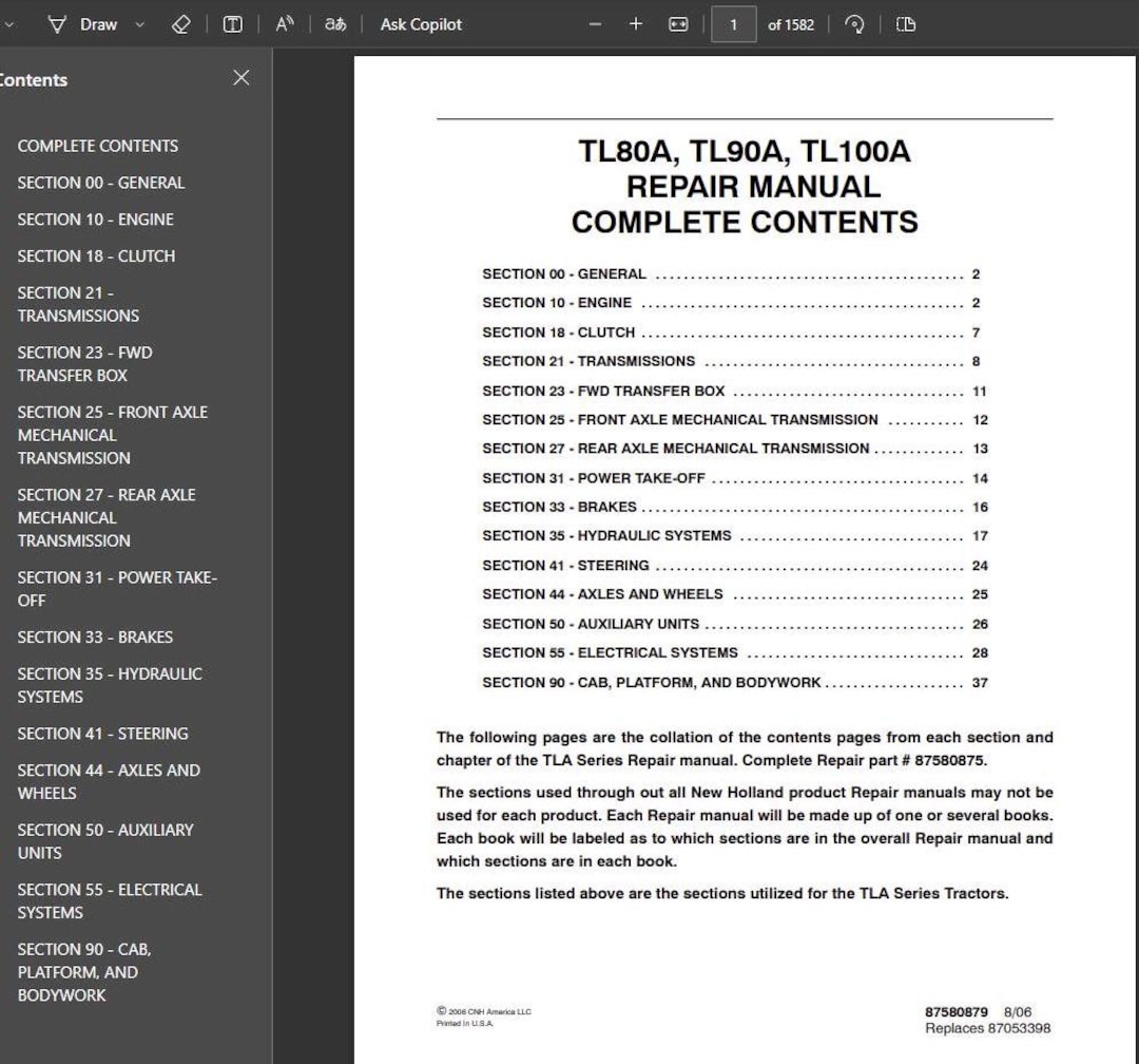 New Holland TL80A, TL90A, TL100A Tractors Service Repair Manual PDF ...