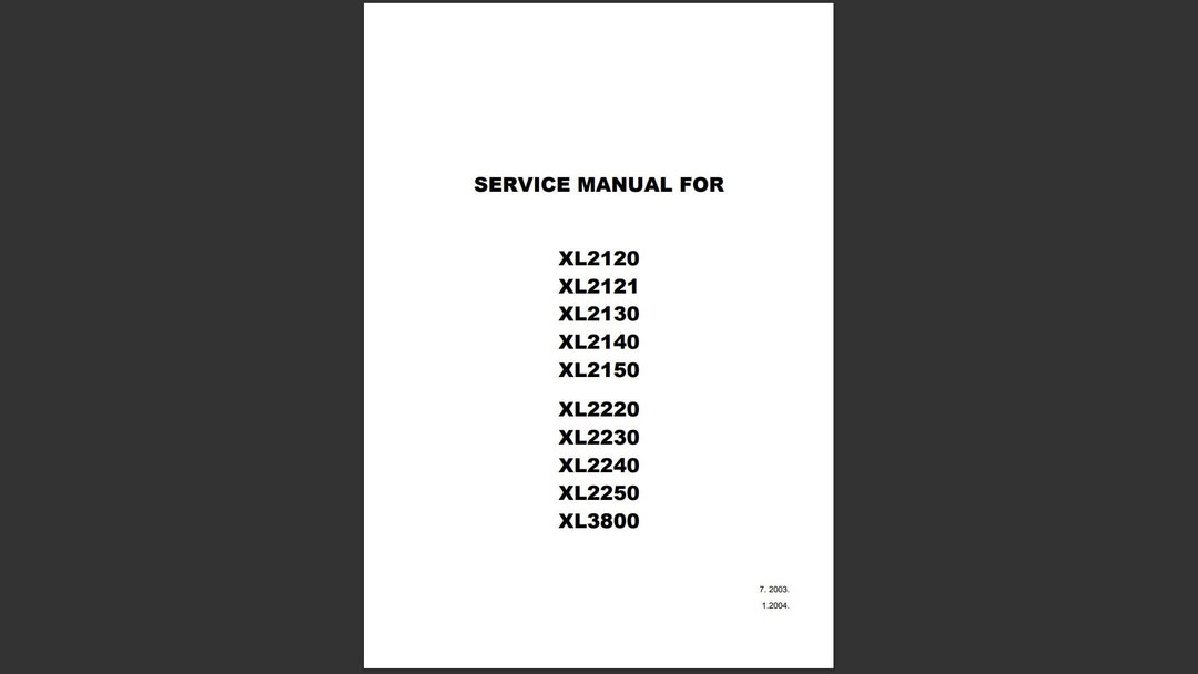 Singer Service Manual for XL2120 2121 2130 2140 2150 XL2220 2230 2240 ...