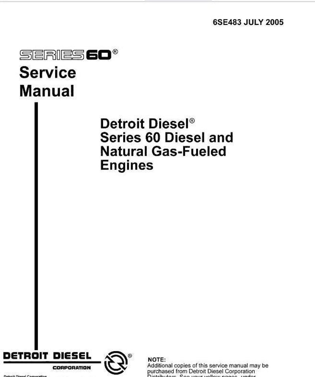 Detroit Diesel Series 60 Diesel and Gas Service Manual 6SE483 Instant ...