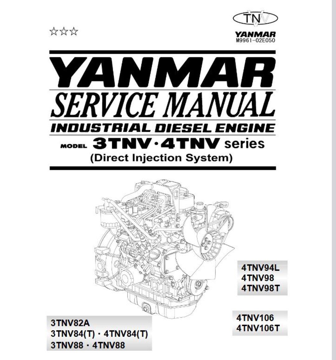 Yanmar 3TNV, 4TNV Series Diesel ENGINE SERVICE Manual Pdf Download - Etsy