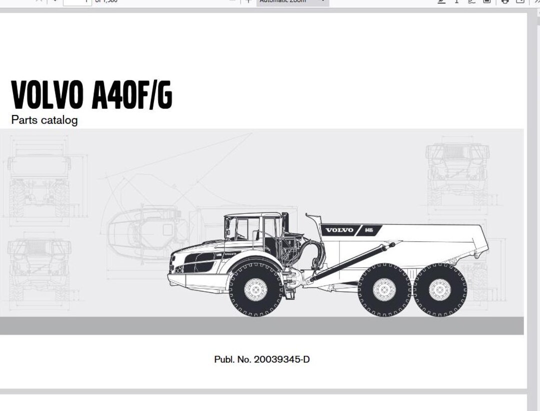 Volvo A40F/G Articulated Dump Truck ADT Parts Catalog Manual Instant ...