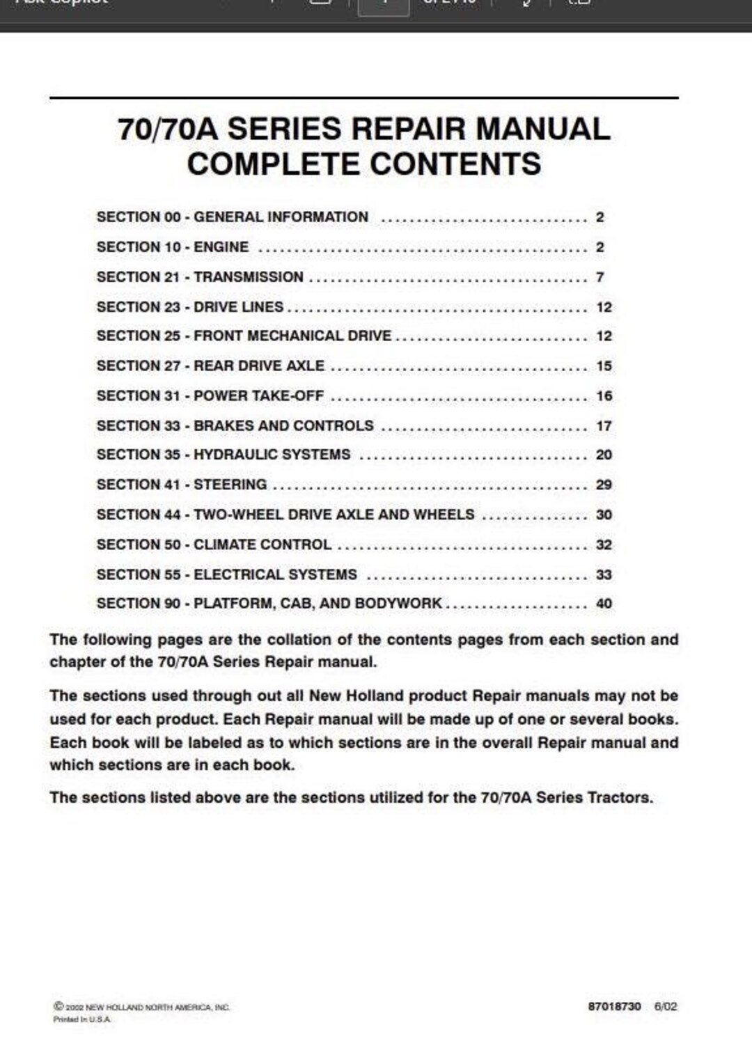 8670 8770 8870 8970 70 70A Series New Holland Service Repair Manual PDF ...
