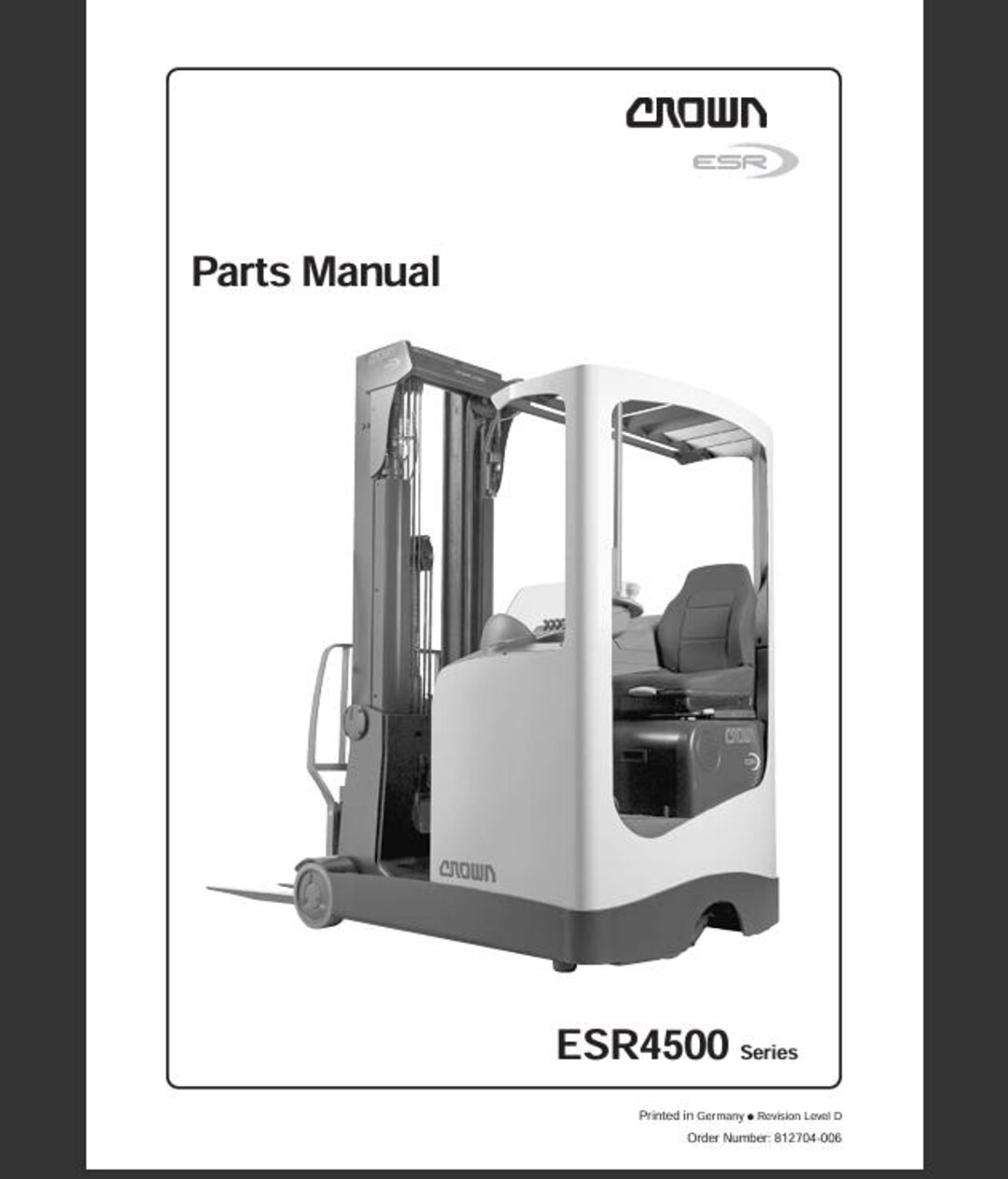 Crown ESR-4500 Series Pallet Jack Forklift Spare Parts Catalog Manual ...