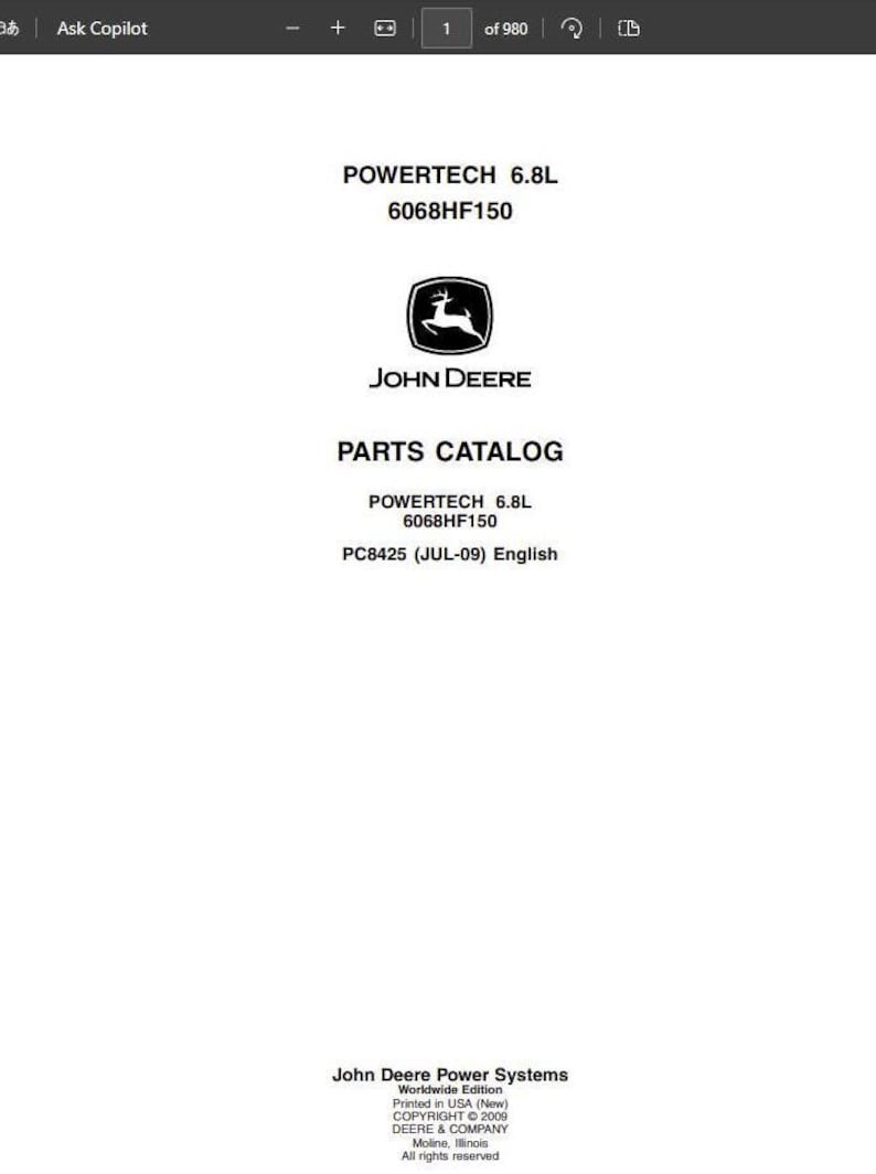 POWER TECH 6.8L 6068HF150 Engine Parts Catalog PC8425 PDF - Etsy
