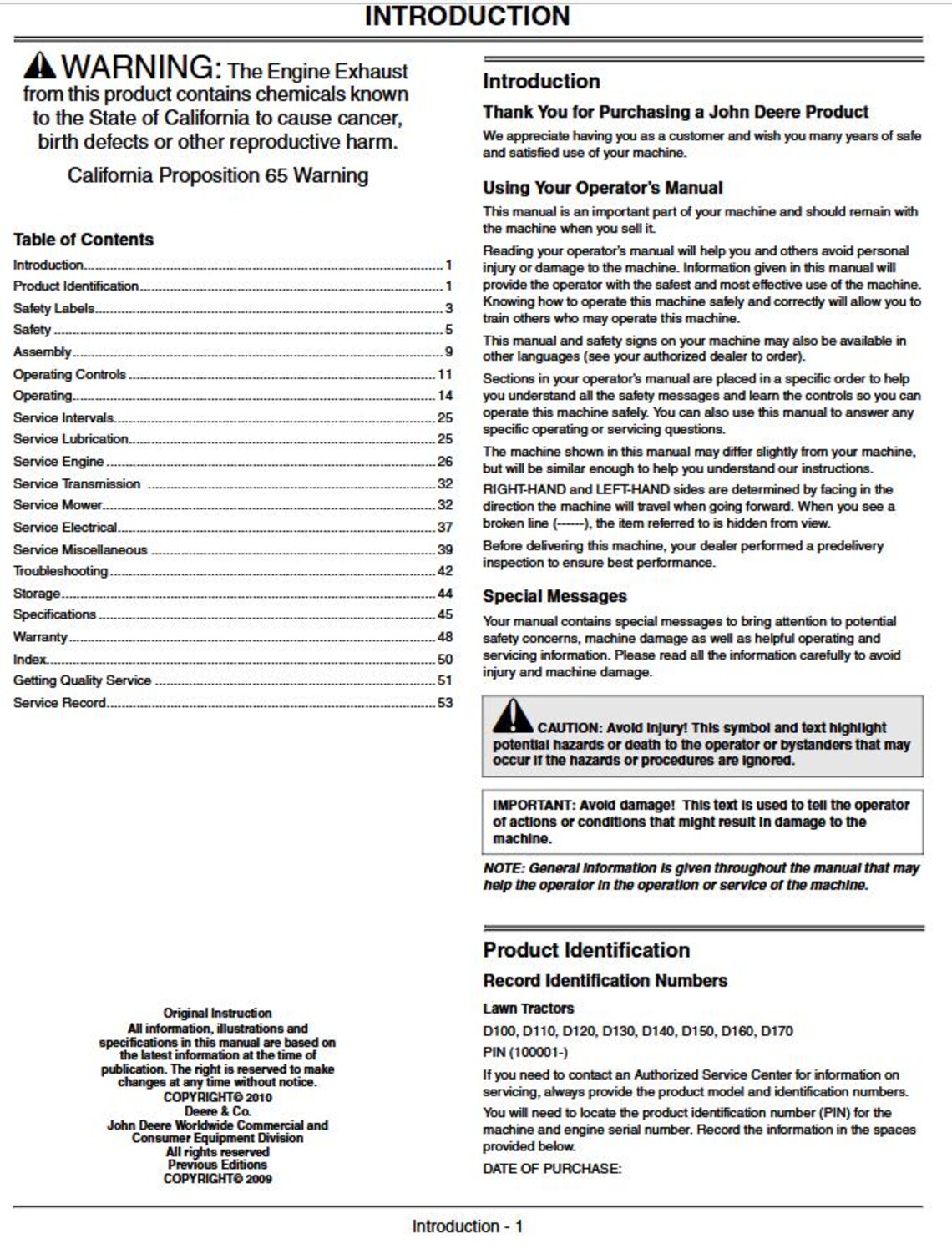 Operators - D100 D110 D120 D130 D140 D150 D160 D170 Tractors Riding ...