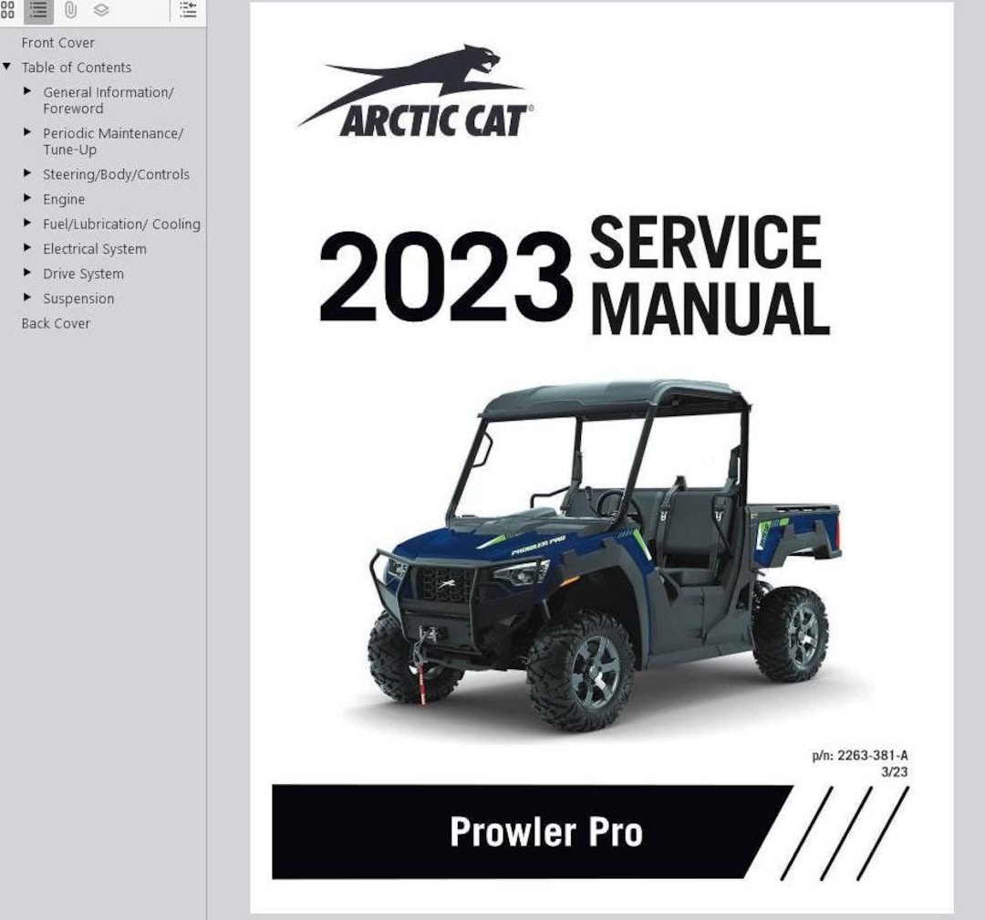 2023 Prowler Pro Service / Operators / Wiring Manual Arctic Cat ATV Pdf ...