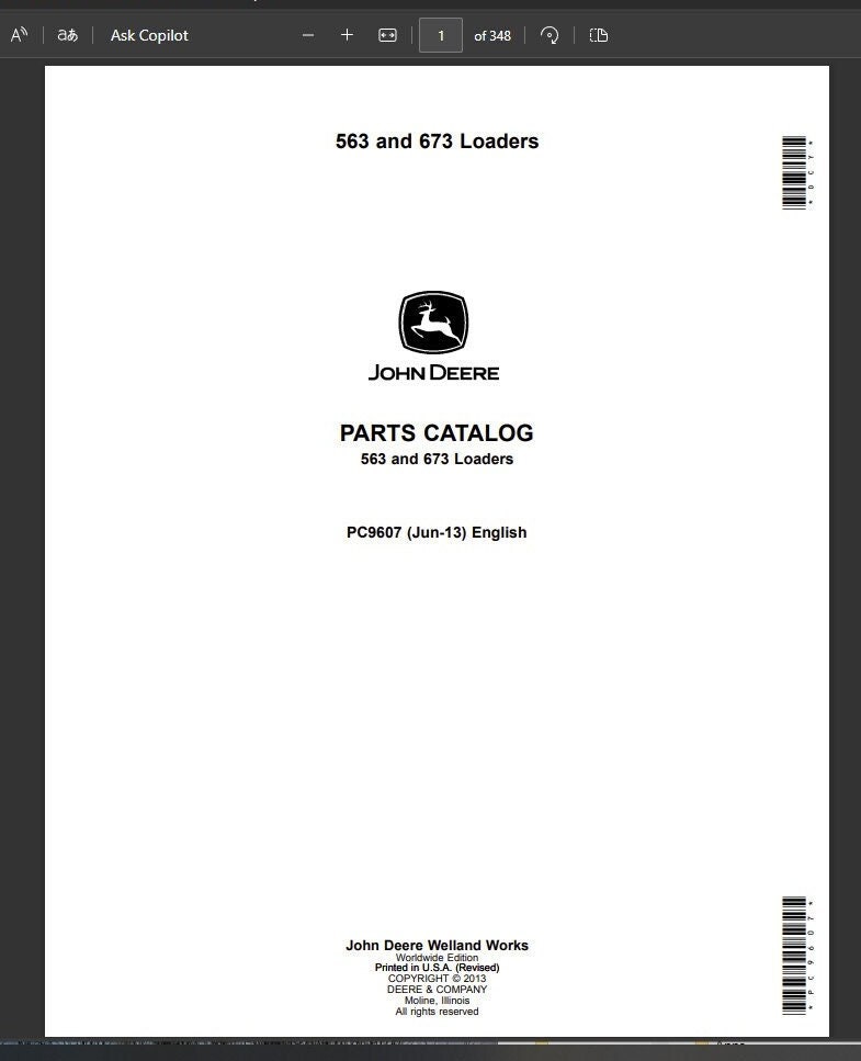 John Deere 563 673 Loader Parts Catalog Manual - Etsy
