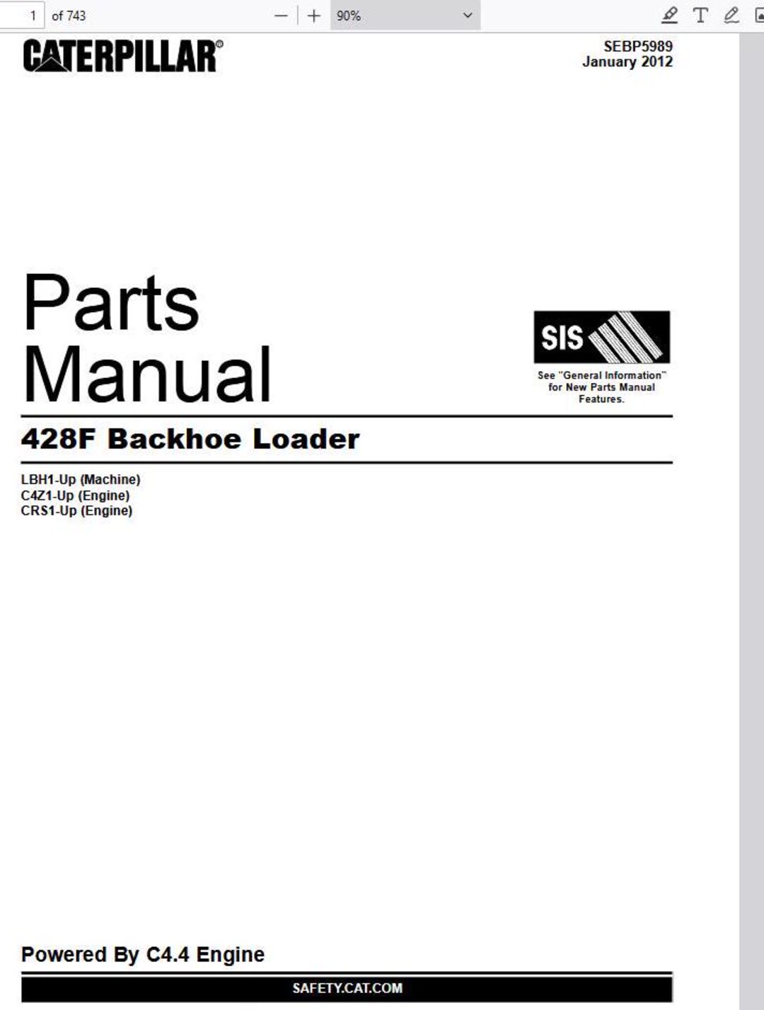 CAT 428F Backhoe Loader Parts Catalog Caterpillar Manual PDF Download ...