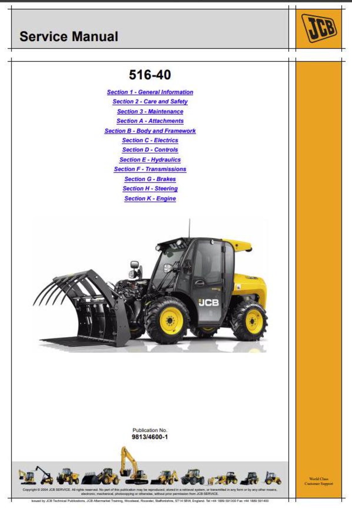 JCB 516-40 Compact LOADALL Service Manual Download PDF - Etsy