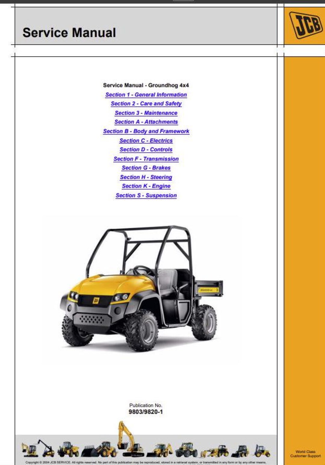 JCB 4X4 GROUNDHOG Service Manual Download PDF - Etsy