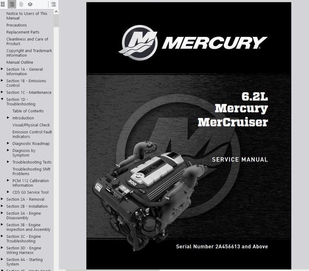 MERCURY 6.2L Mercruiser Engines Service Manual Pdf Download - Etsy
