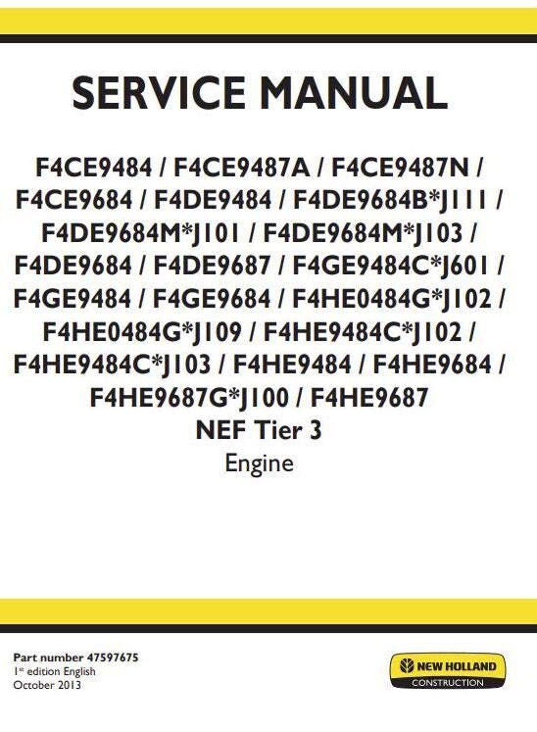 NEF Engine Teir 3 New Holland Tractors Service Repair Manual PDF ...