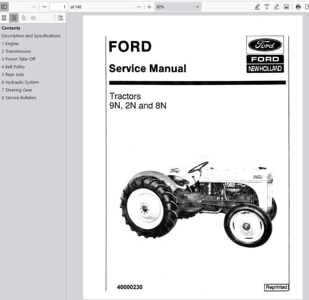 Ford 9N 2N 8N Tractors Repair Service Manual PDF Download - Etsy