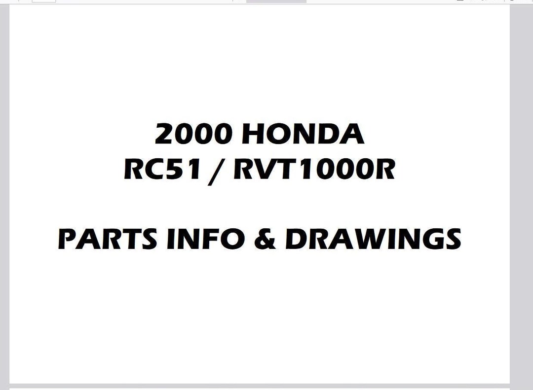 Honda RVT1000R RC51 2000 Parts Catalog Manual Pdf Download - Etsy