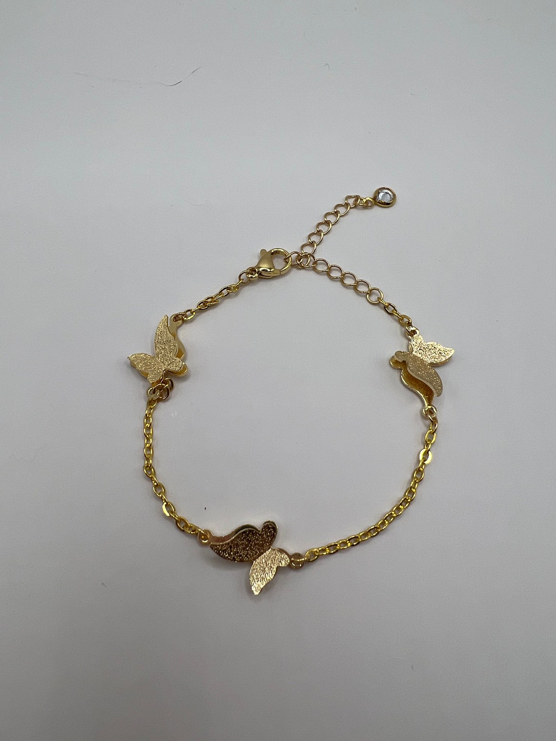 Butterfly Chain Bracelet in 18K Gold Plated Stainless Steel and Brass ...