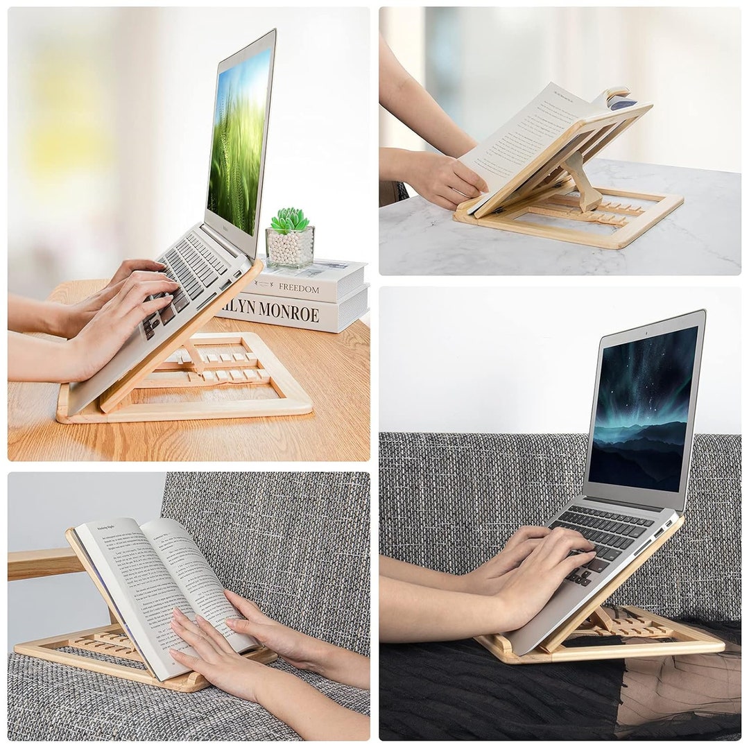 Wooden Laptop Stand, Foldable Wood Laptop Riser, Desk Portable Notebook ...