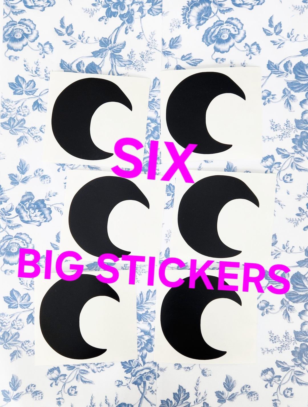 Big Crescent Moon Vinyl Sticker Decals - 6 Pack - Etsy