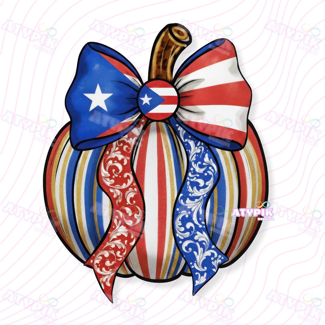Puerto Rico Pumpkin Glitter Png, Preppy Pumpkin Png, Coquette Fall ...