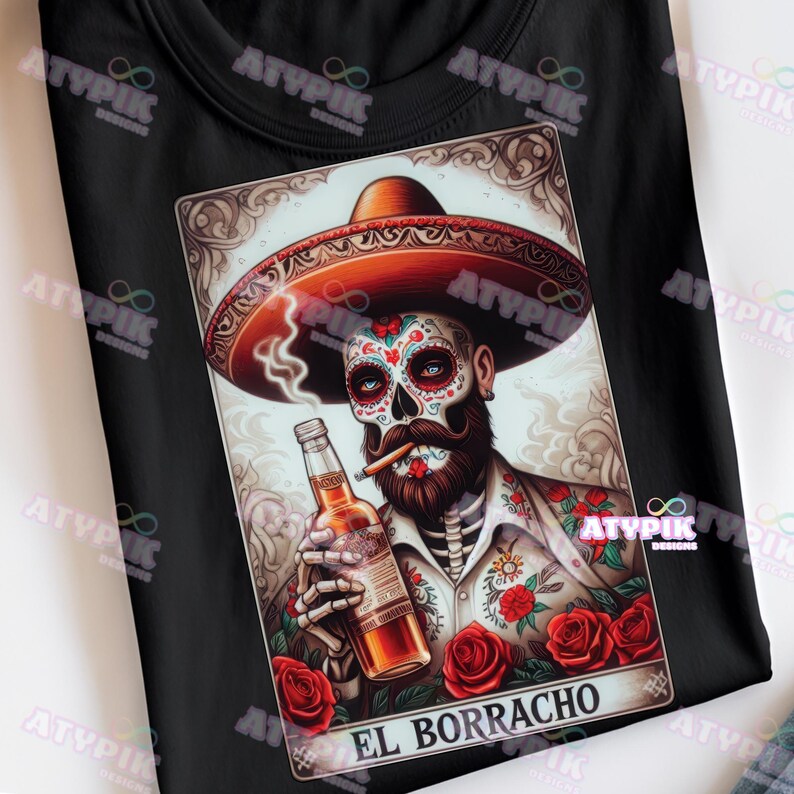 El Borracho Mexican Loteria Card PNG Tarot Card Sublimation Design ...