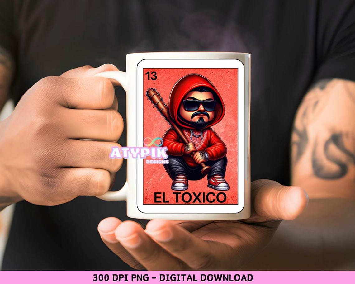 El Toxico Loteria Card Latino PNG, Chicano PNG, Chibi Style, Digital ...