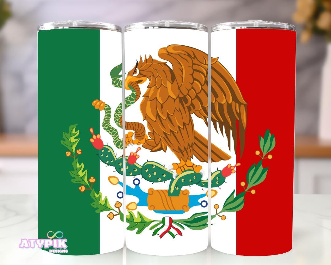 Mexican Patriotic Tumbler Wrap PNG, Mexican Flag Art Latino 20oz ...