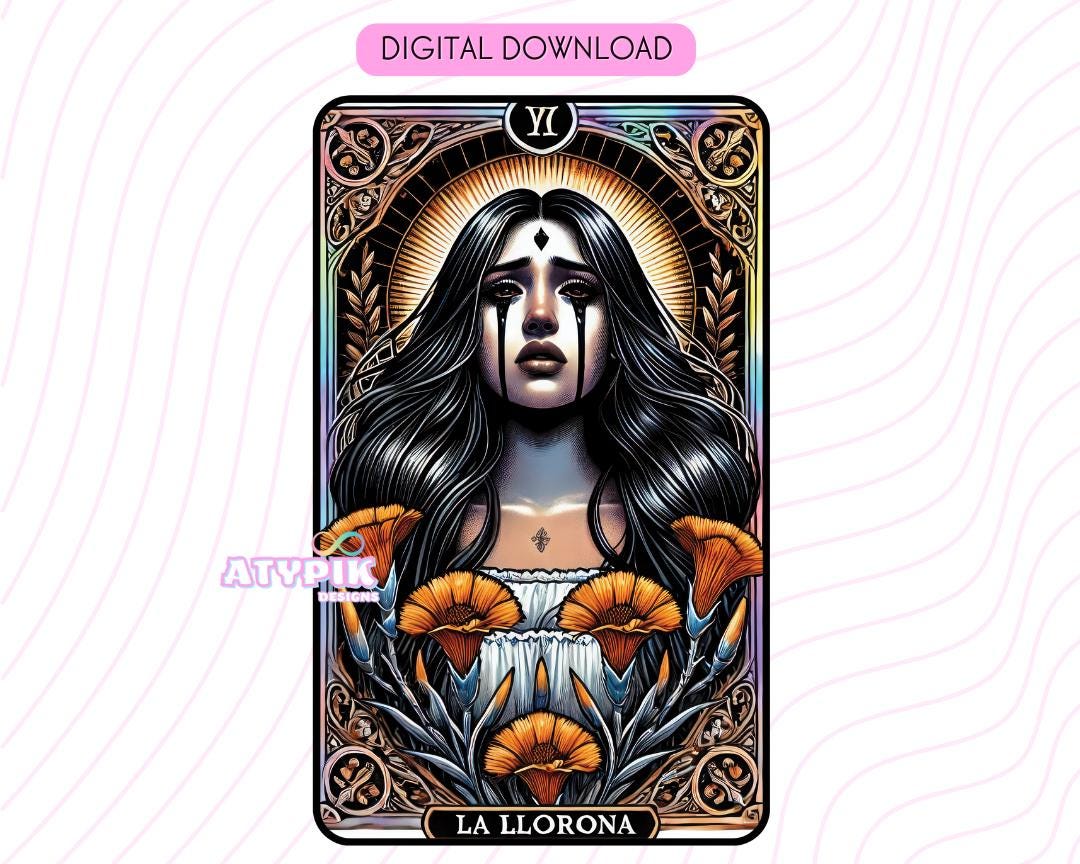 La Llorona Latina PNG, Chicana PNG, Tarot Card Digital Files, Dtf Uvdtf ...