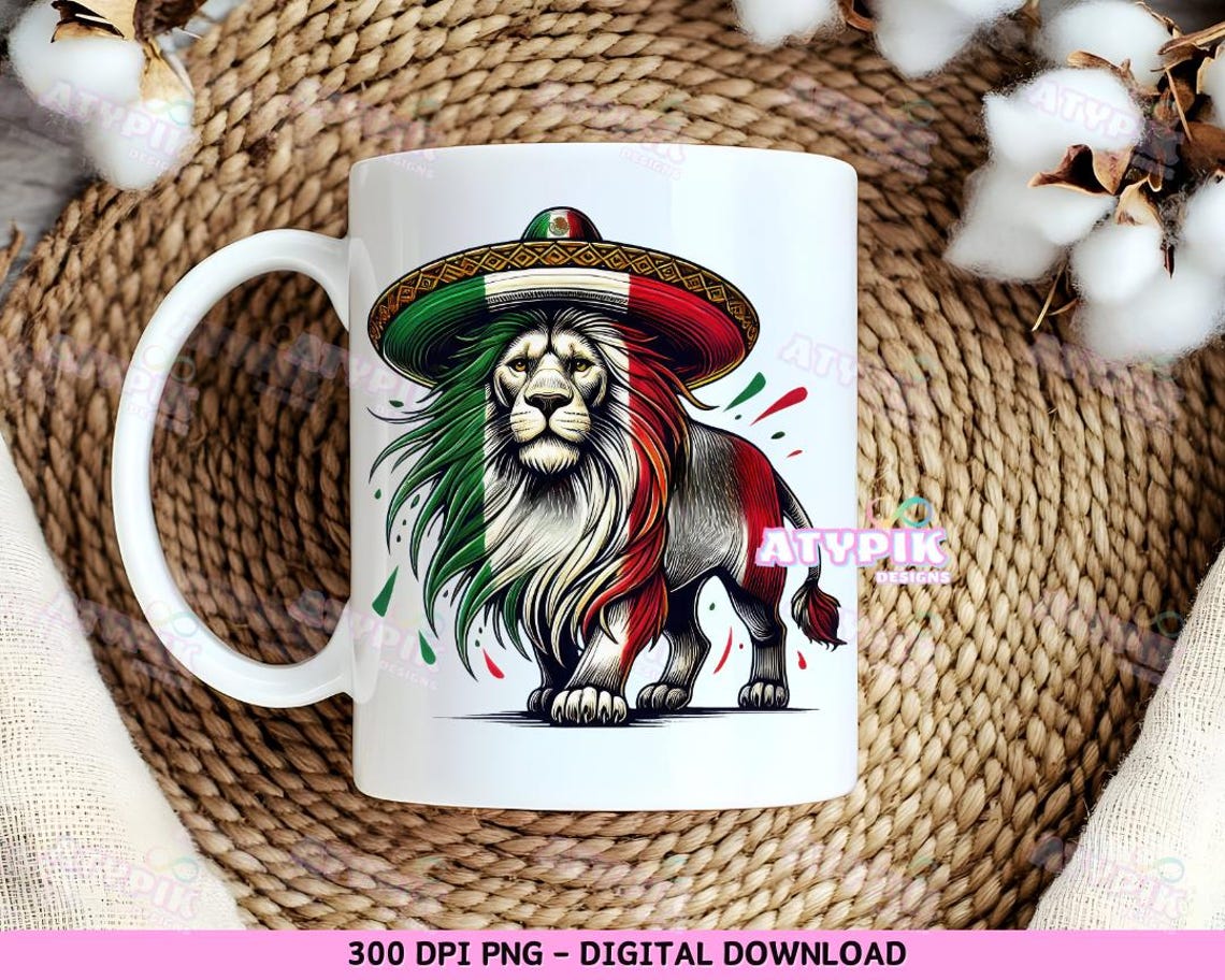 Mexico Lion Png Design, Patriotic Png, Mexican Flag Png, Sombrero Png ...