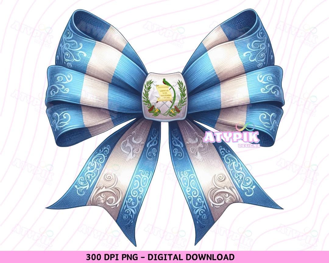 Coquette Ribbon Bow Guatemala Flag PNG, Clipart Guatelama Sublimation T ...