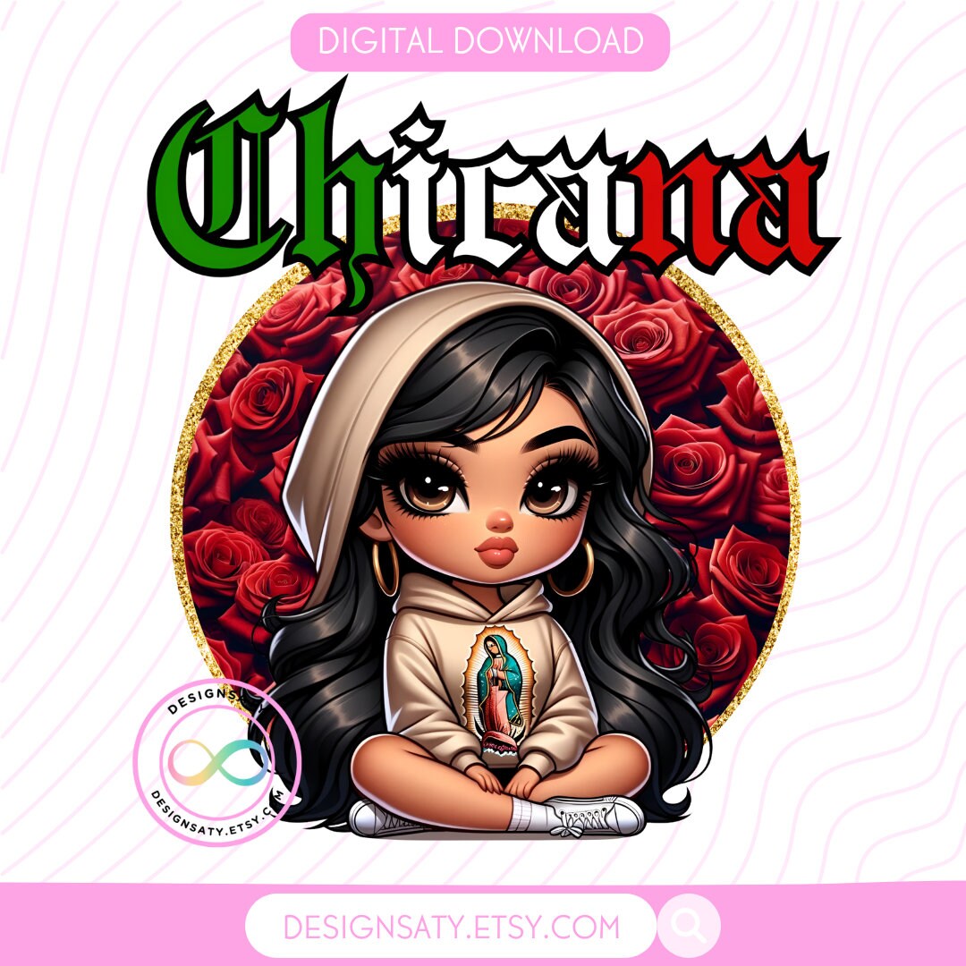 Chicana, Latina PNG, Chicana PNG, Chibi Style, Digital Files, Dtf Uvdtf ...