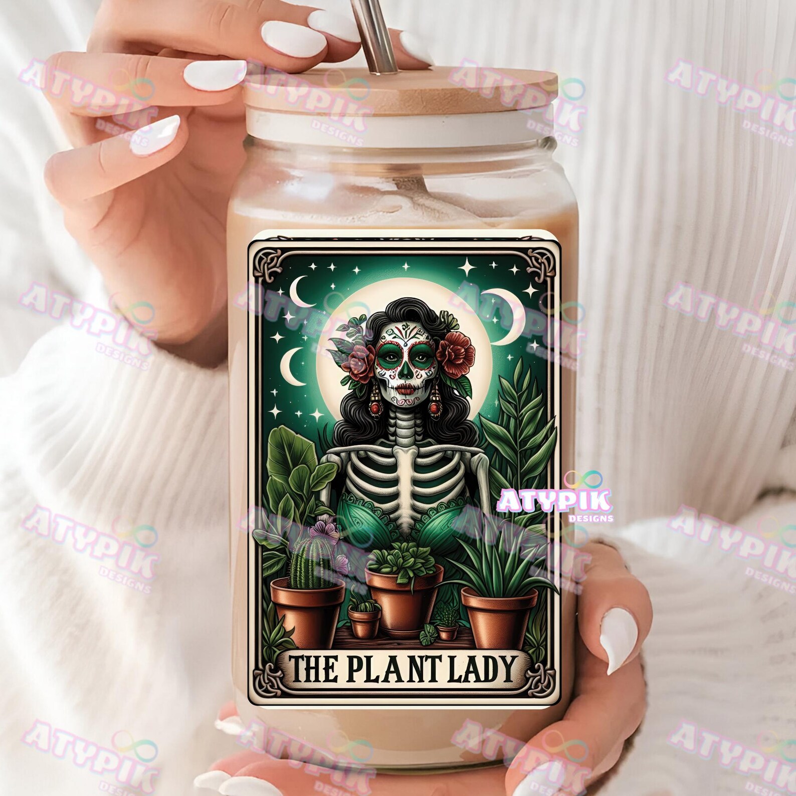 The Plant Lady Tarot Card PNG, Skeleton Sublimation Dtf Design, Funny ...