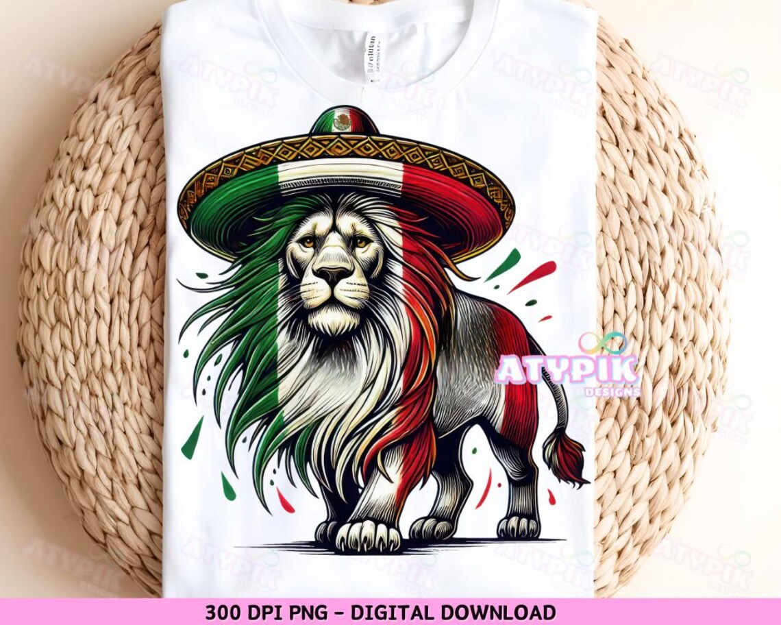 Mexico Lion Png Design, Patriotic Png, Mexican Flag Png, Sombrero Png ...
