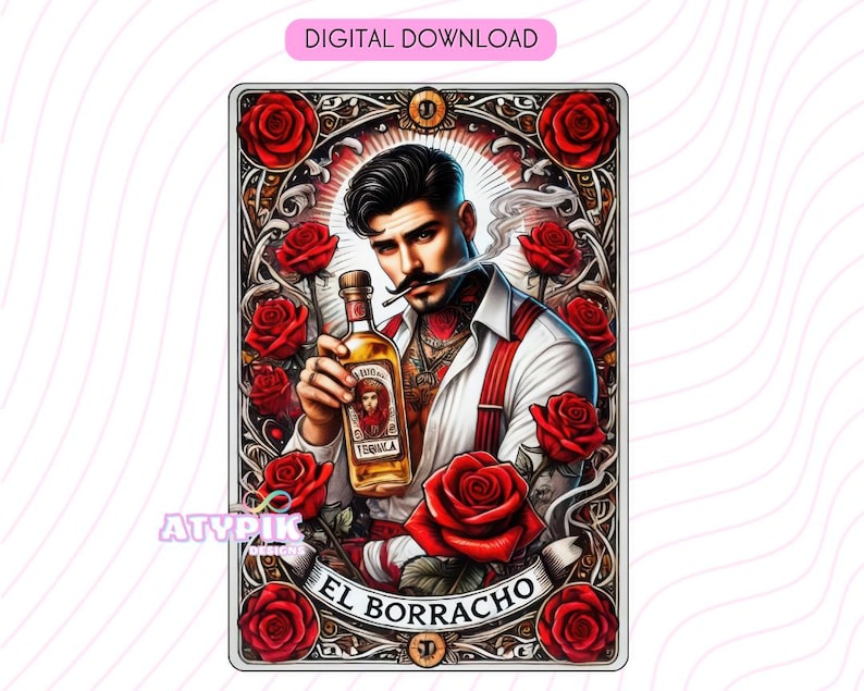 El Borracho Tarot Card PNG Digital Download Printable Tarot Card Mug ...