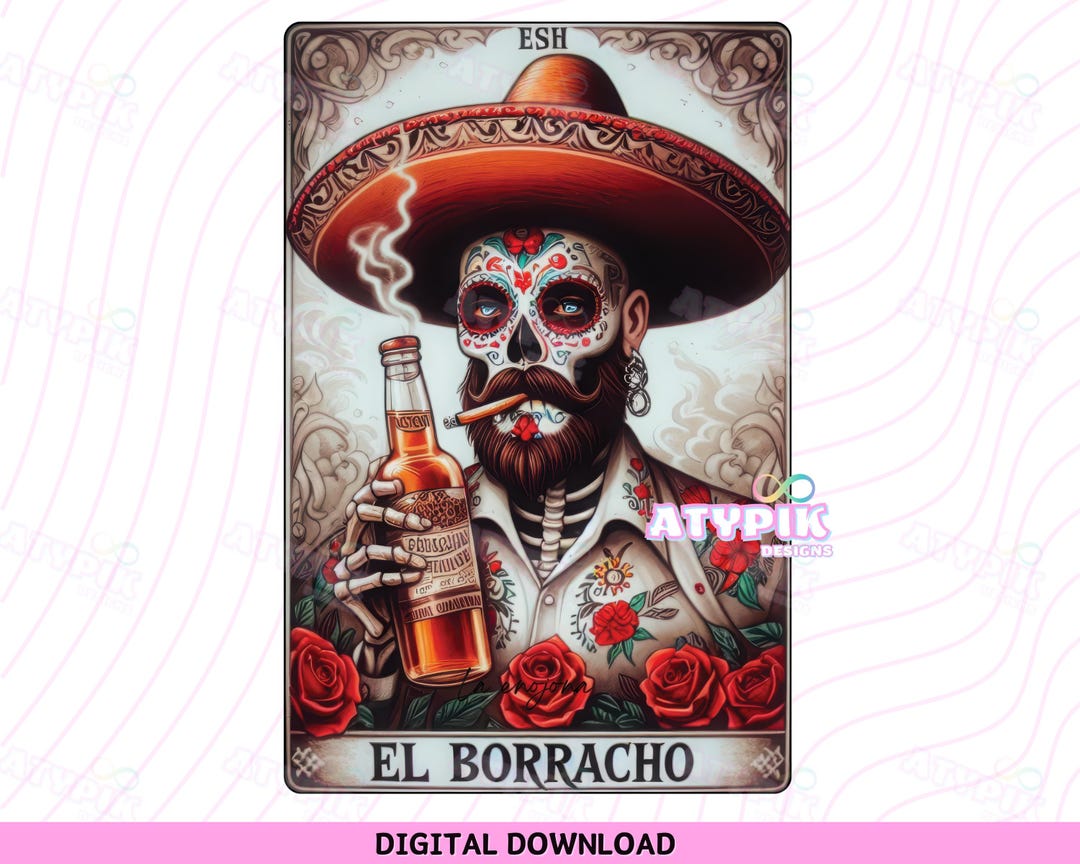 Mexicano PNG El Borracho Loteria Tarjeta Sublimación Diseño Latino ...