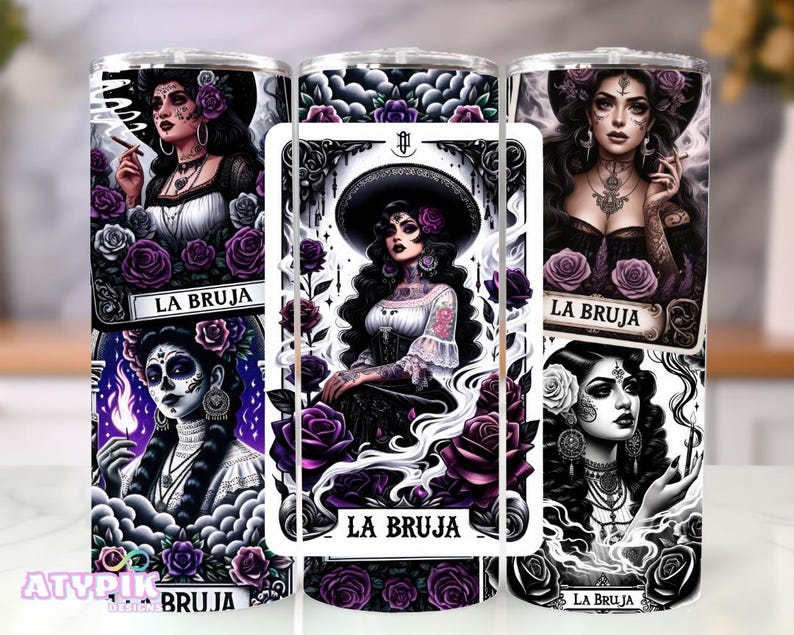 La Bruja Tarot Cards Tumbler Wrap, 20 Oz Skinny Tumbler Wrap ...