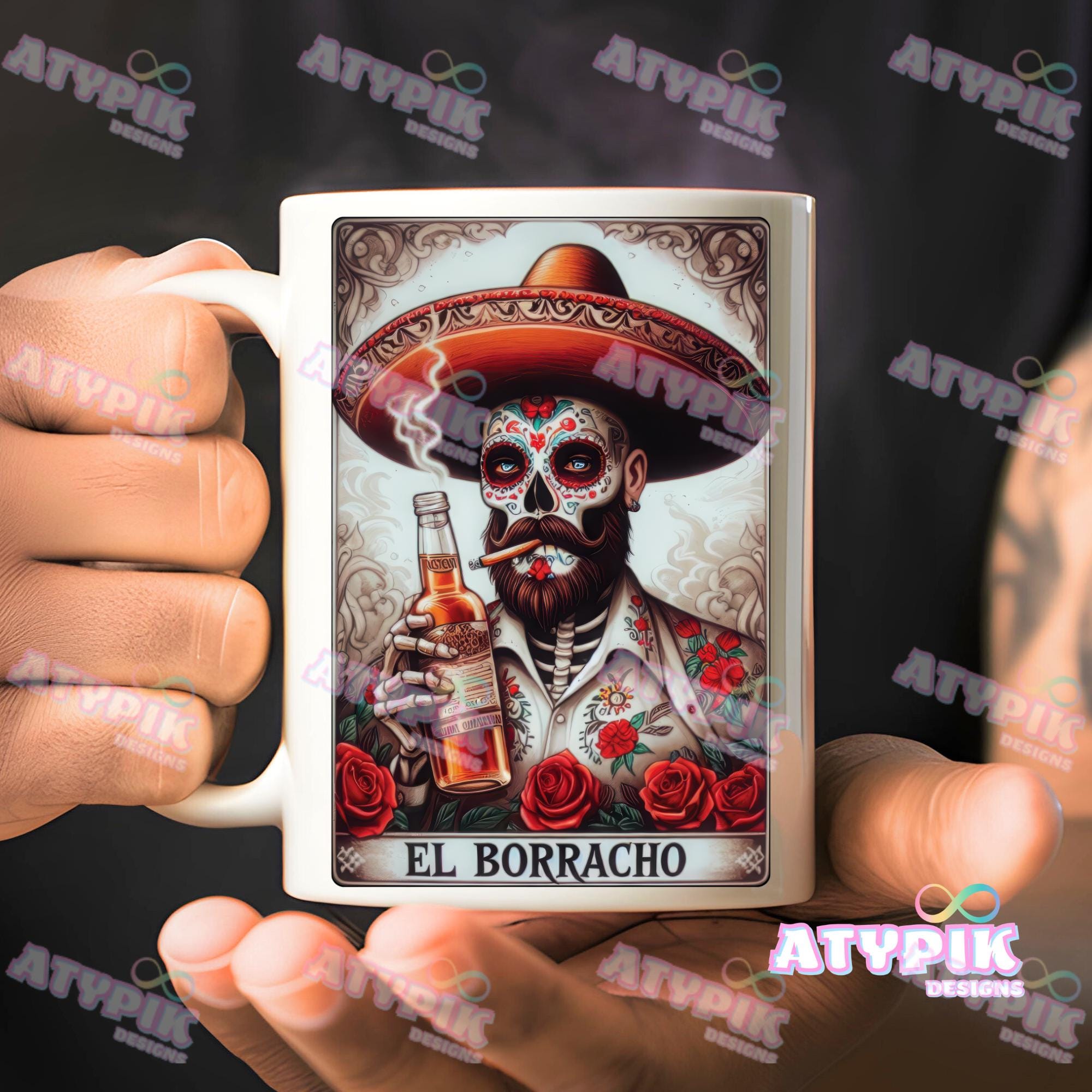 El Borracho Mexican Loteria Card PNG Tarot Card Sublimation Design ...
