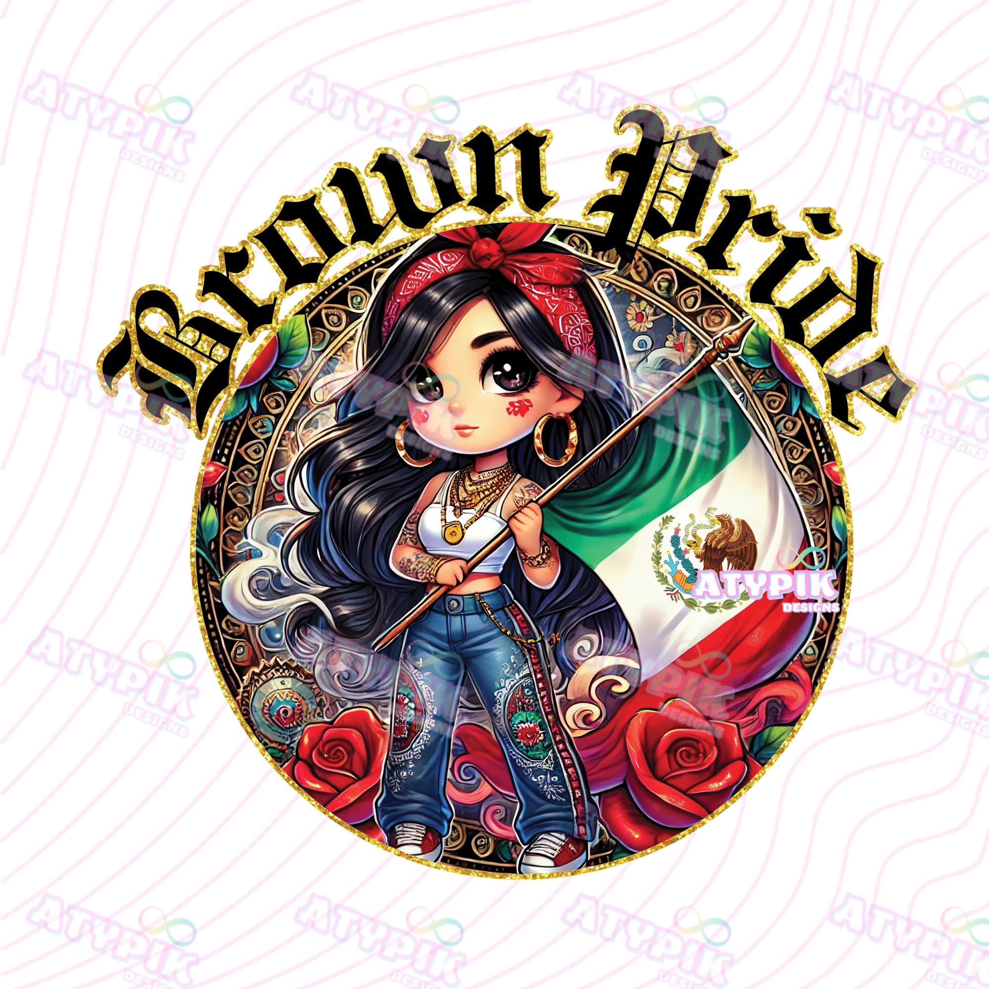Brown Pride PNG Chicana Chola Chibi Style Digital Download Latina Shirt ...