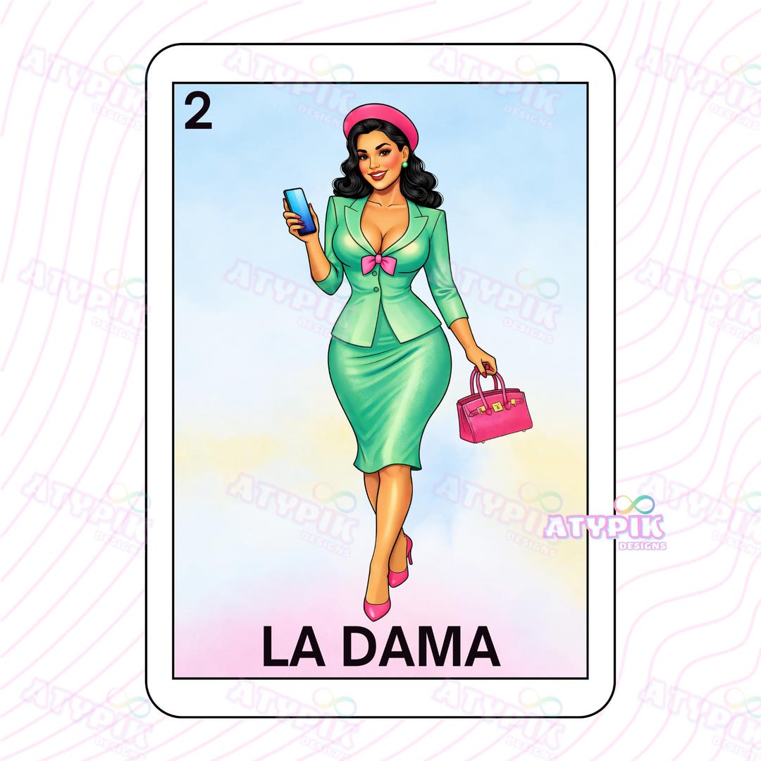 La Dama Mexican Loteria Card Mexicana PNG Latina Luxury Style Digital ...